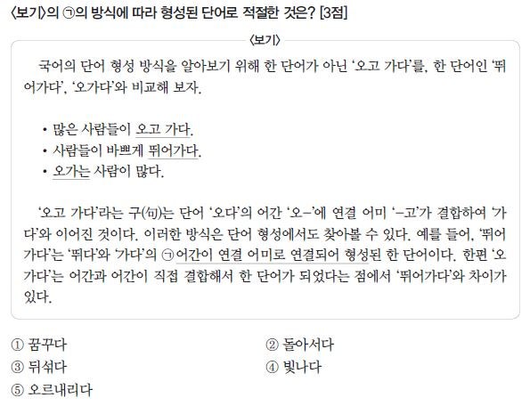 문법문제 개념정복 통사적 합성어와 비통사적 합성어2015 9월 모의평가 A형 네이버 블로그