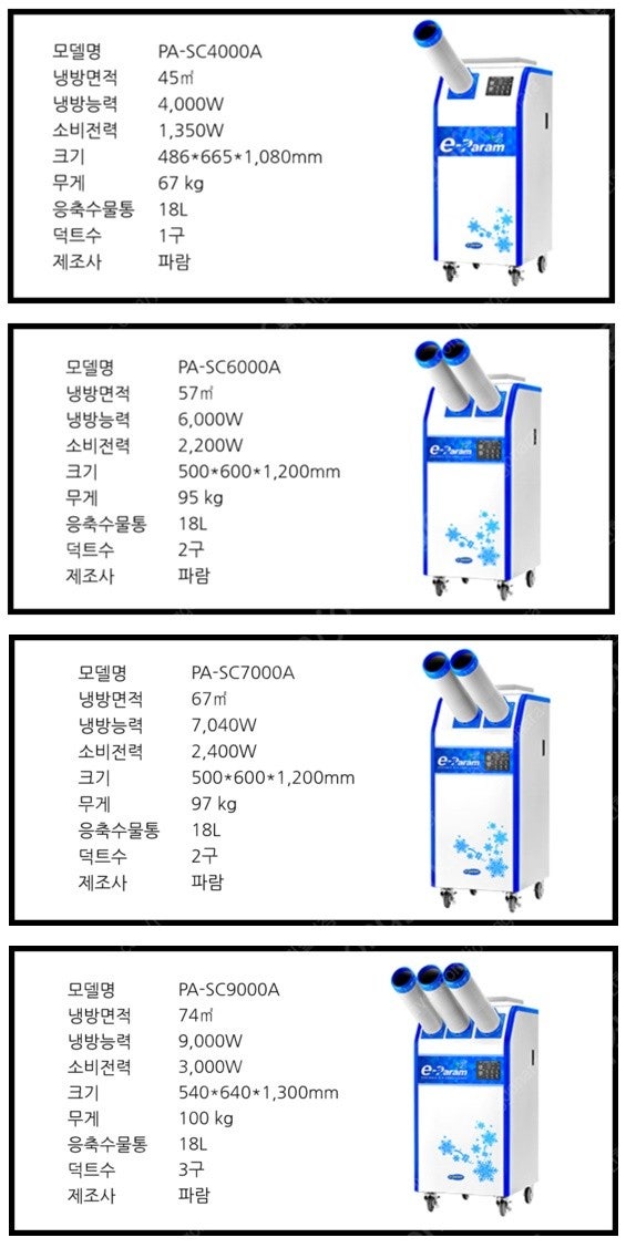 판매 이파람 산업용이동식에어컨공업용에어컨업소용에어 에어컨 중고나라