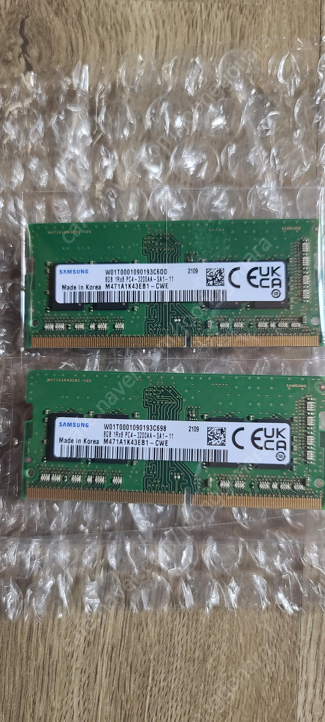 삼성DDR4 8G/3200(mhz)2개(노트북용) | CPU/메인보드 | 중고나라