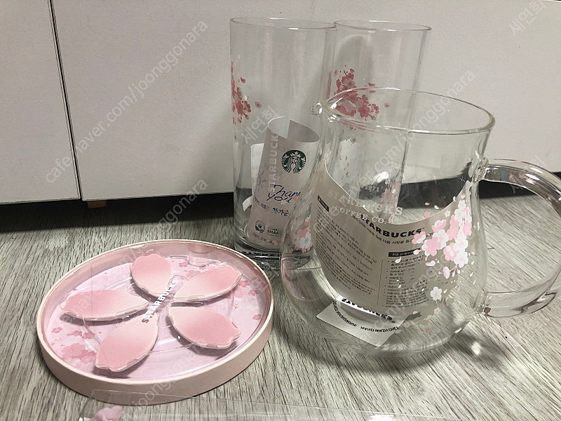 스타벅스 18 체리블라썸 글라스 서버 컵 받침 머들러 운동화 중고나라