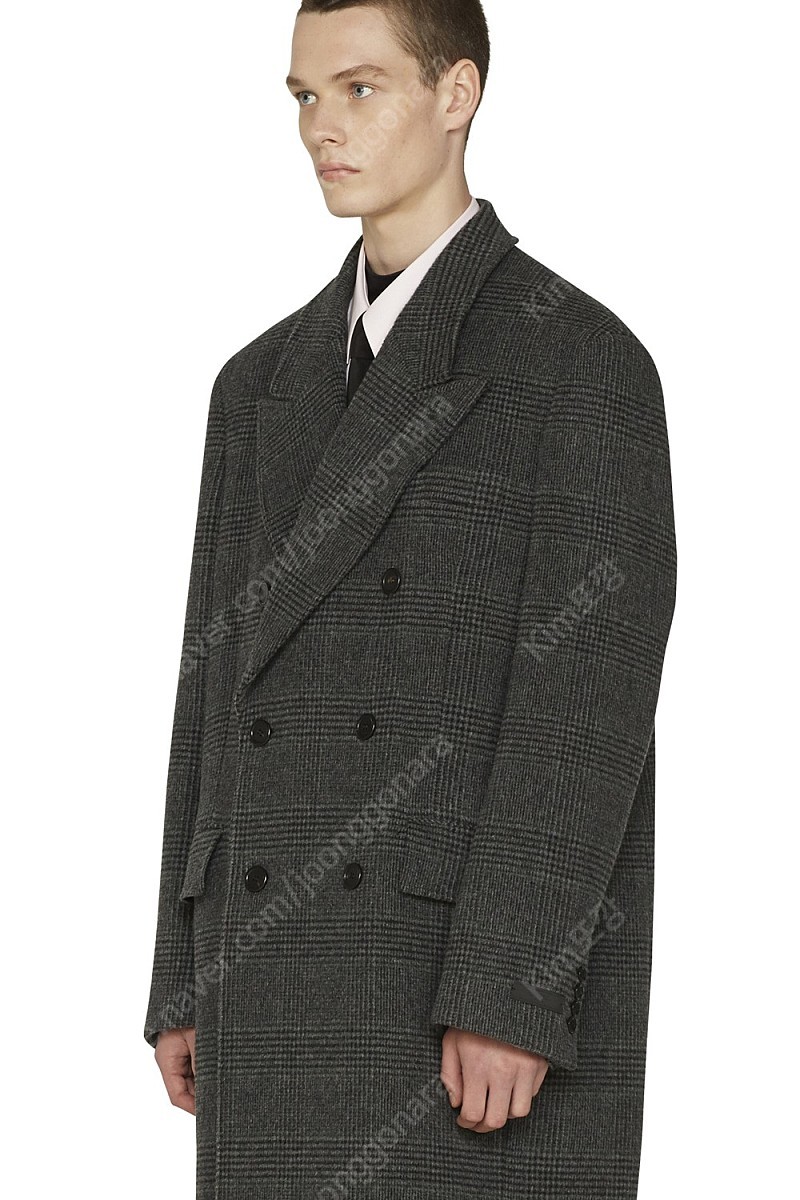 mngu 19fw 더블 브레스티드 오버 울 롱코트 체크... | 티셔츠/캐쥬얼의류 | 중고나라