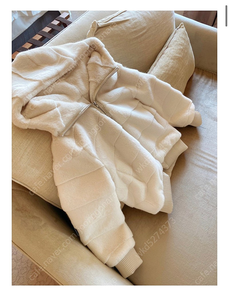 더로랑 2021 후드 밍크퍼 자켓 아이보리 티셔츠캐쥬얼의류 중고나라