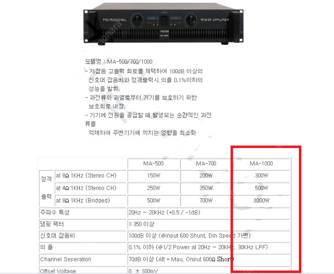 * Pascom MA-1000 2채널 파워앰프 깨끗!! | 오디오/홈시어터 | 중고나라
