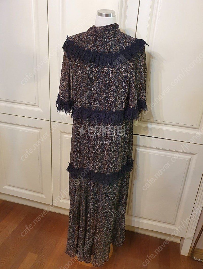 딘트 잔꽃 레이스 롱 쉬폰드레스 티셔츠캐쥬얼의류 중고나라