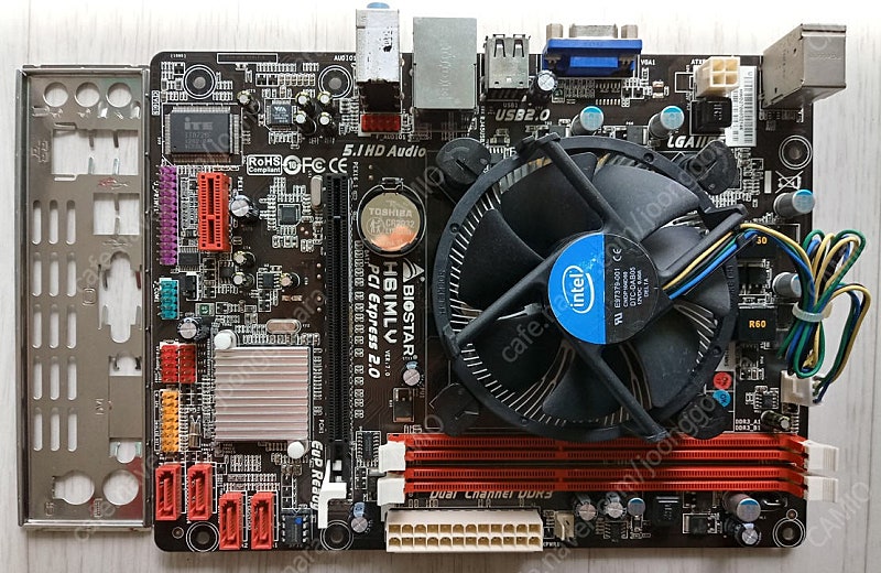 H61MLV(BIOSTAR, LGA1155)메인보드 + G2030(3.0GHz 아이비브릿지)CPU + CPU쿨러 + 백패널 ...