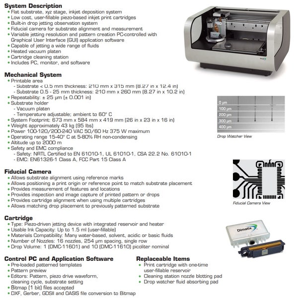 Dimatix dmp2800,dmp2831.dmp2850 잉크젯프린터에 사용가능한 DMC-11610(10pL) cartridge ...
